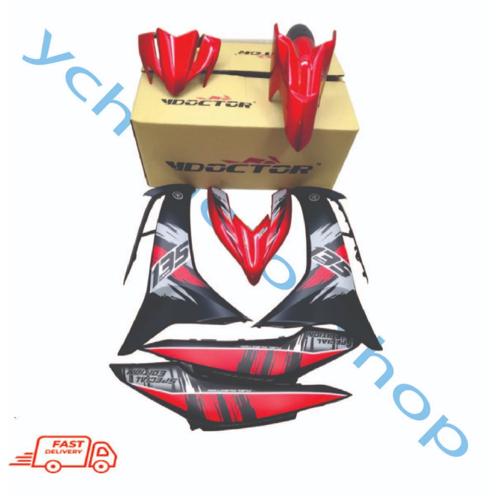 YAMAHA LC135 FI LC 135 FI 135LC FI V8 DOCTOR SPACK RED BLACK MERAH ...