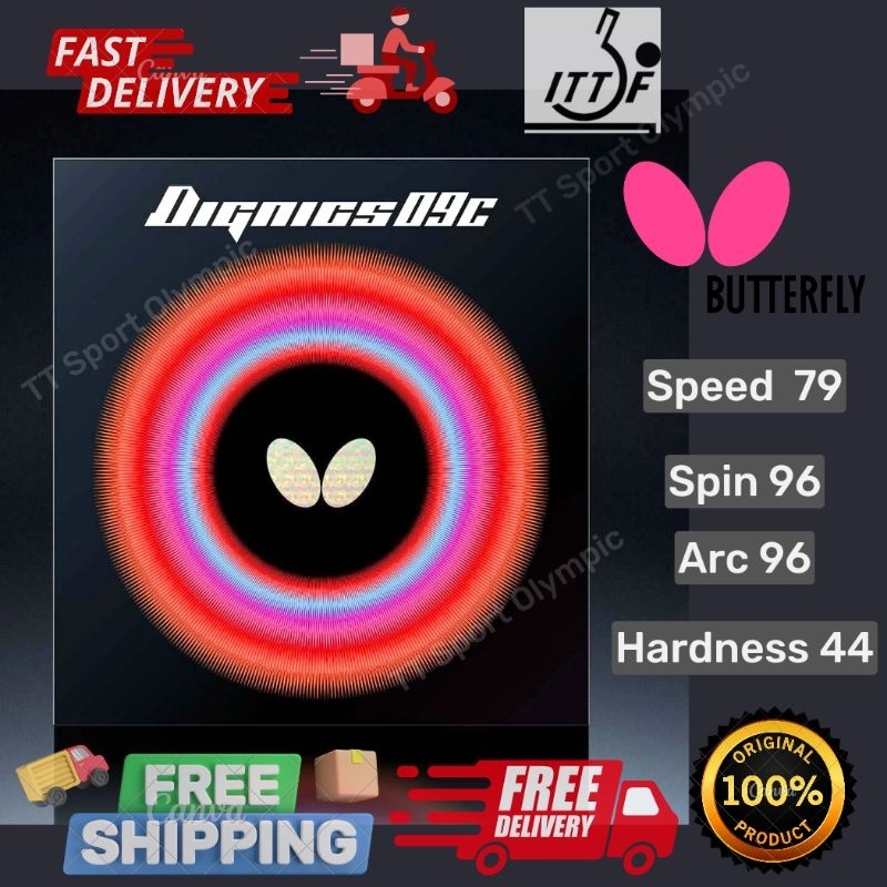 Butterfly Dignics 09c Table Tennis Sticky Rubber High Elastic Spin D09c 蝴蝶套胶乒乓球 Sport Getah Ping ...