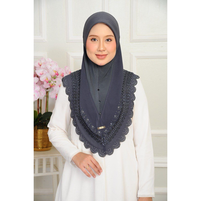 Elizha | Double Batu Lasercut Lace Tudung Sarung Instant | Awning Scuba ...