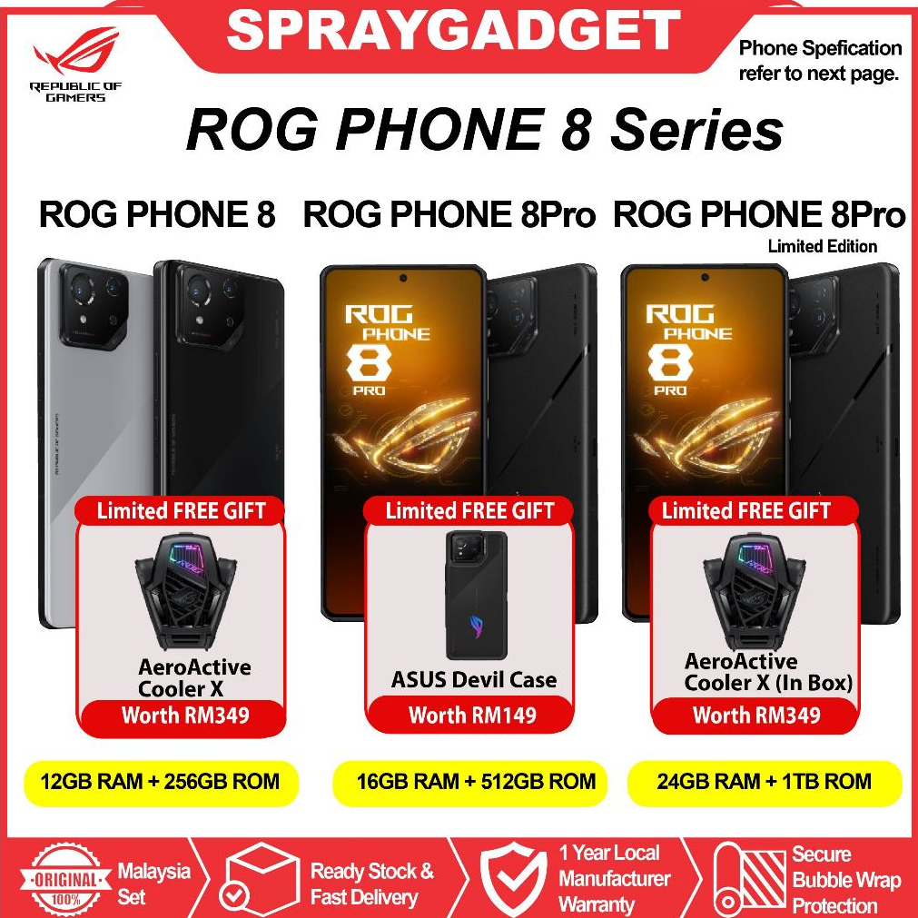 [ MY SET] ASUS ROG Phone 8 Pro Edition / ROG 8 Pro / ROG 8 (24GB+1TB ...