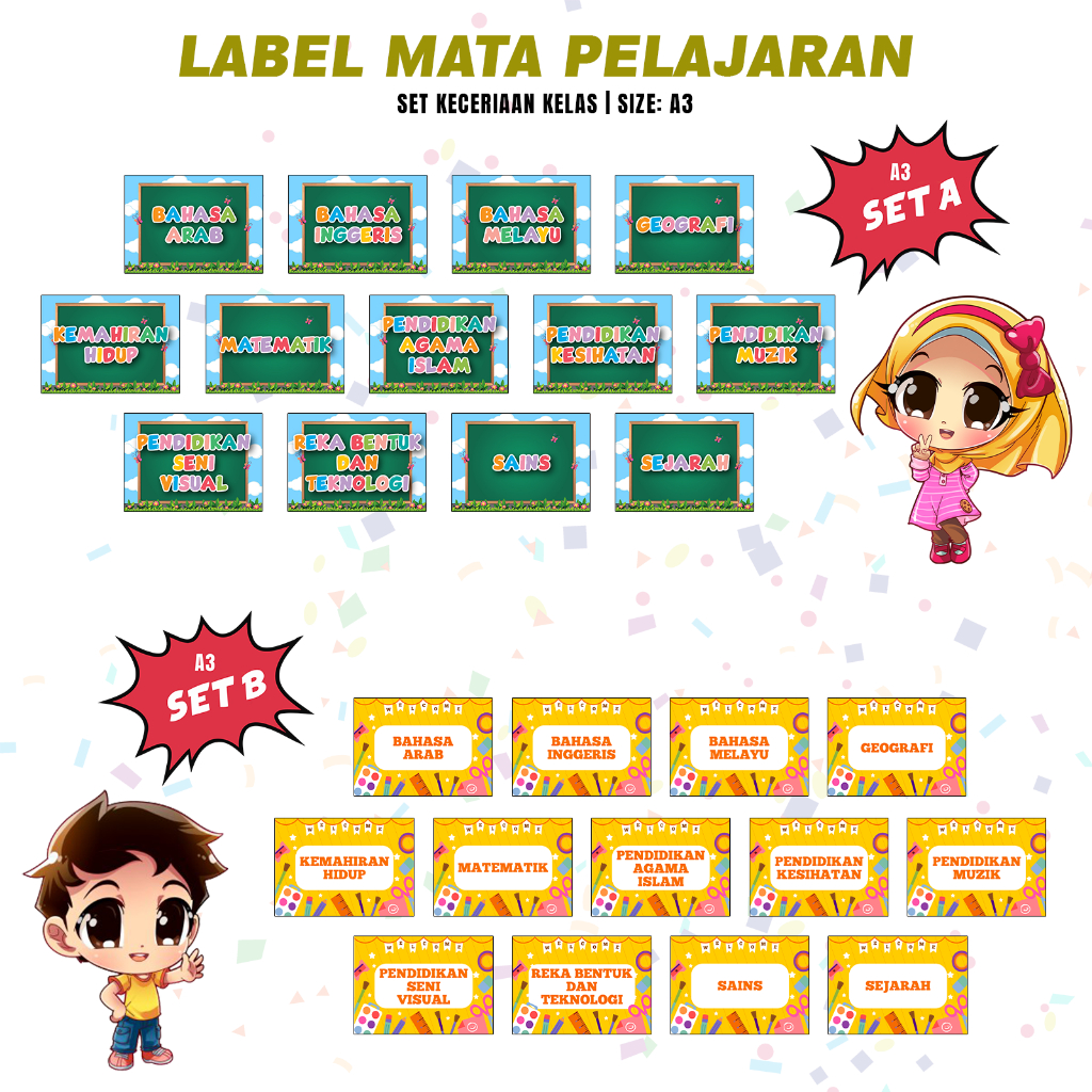 BANNER LABEL SUBJEK / MATAPELAJARAN - size A3 | Shopee Malaysia