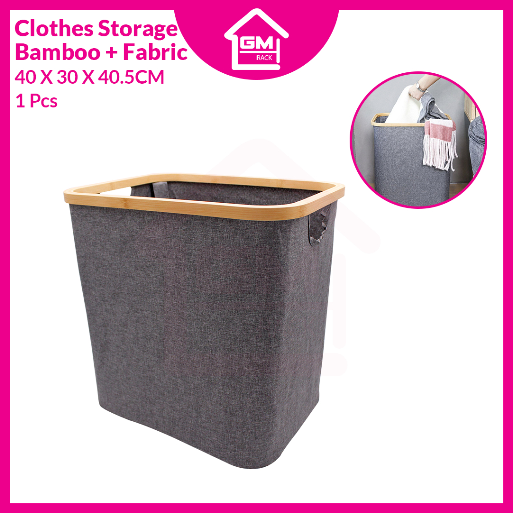 [GMRACK] LAUNDRY BASKET/CLOTH LAUNDRY BAG/BAMBOO HANDLE LAUNDRY BASKET ...