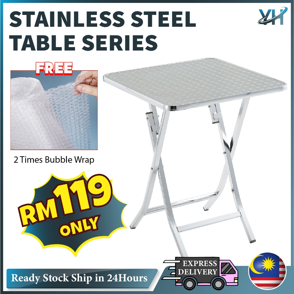 Stainless Steel Foldable Square Table/ Meja Kerja Segi Empat Sama/ Meja ...