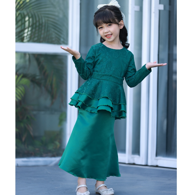 Baju Raya Budak Perempuan Muslimah Kurung Peplum Cotton Girl Raya Dress 2024 | Shopee Malaysia