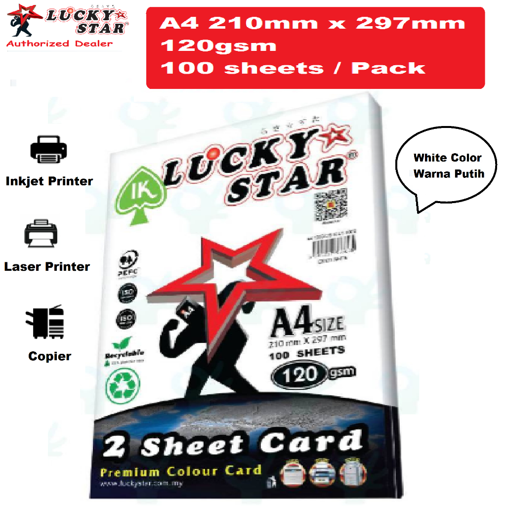 IK LUCKY STAR A4 2 Sheet Card 120gsm 100 sheets/ pack DIY Cataloque ...