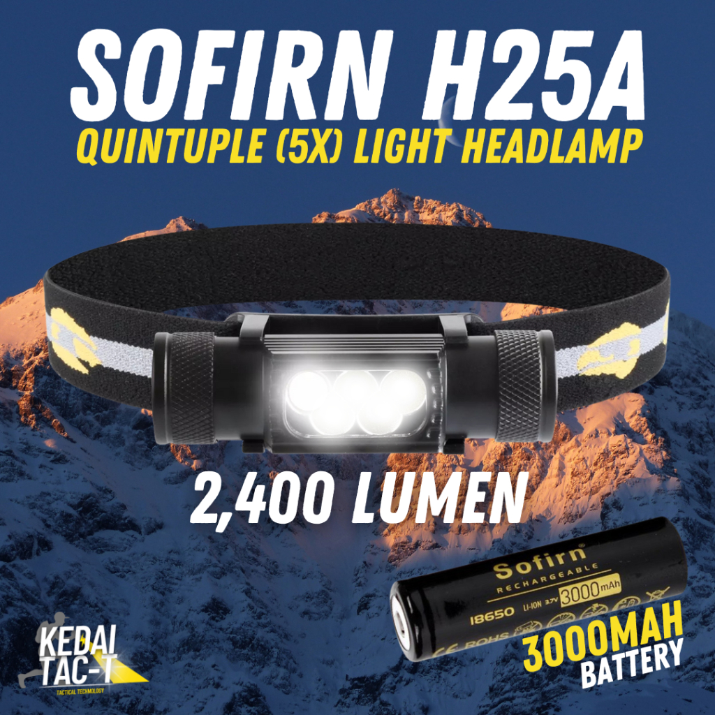 SOFIRN H25A - 2400 LUMEN Dual LED Rechargeable Headlamp Full Set with ...