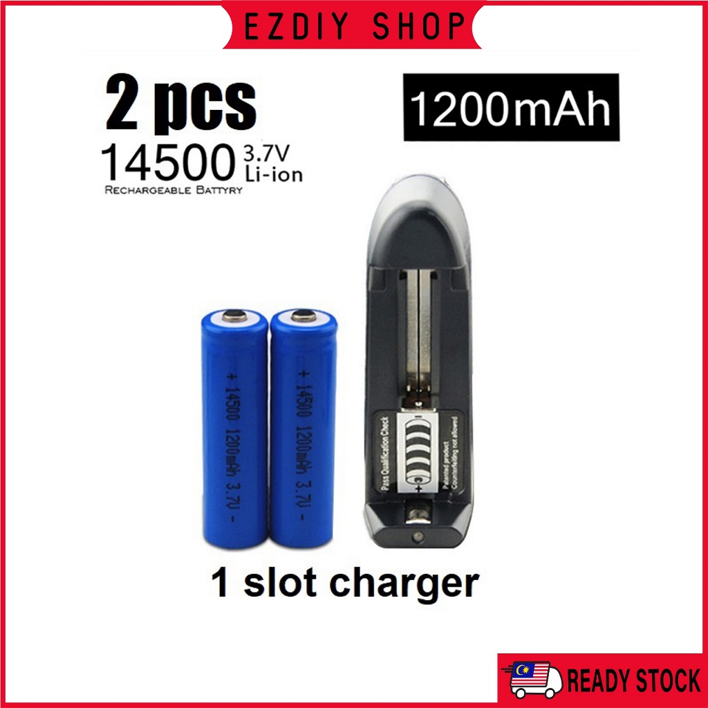 3.7V AA Rechargeable LI-ION Battery 14500 1200mAh LITHIUM Battery 1 ...