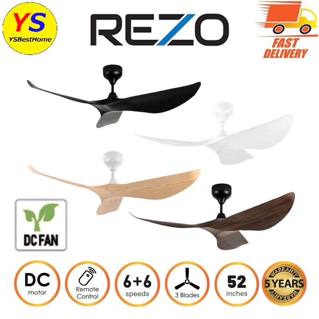 REZO Kaze 3B/52" DC Motor With Remote Control Ceiling Fan | Shopee Malaysia