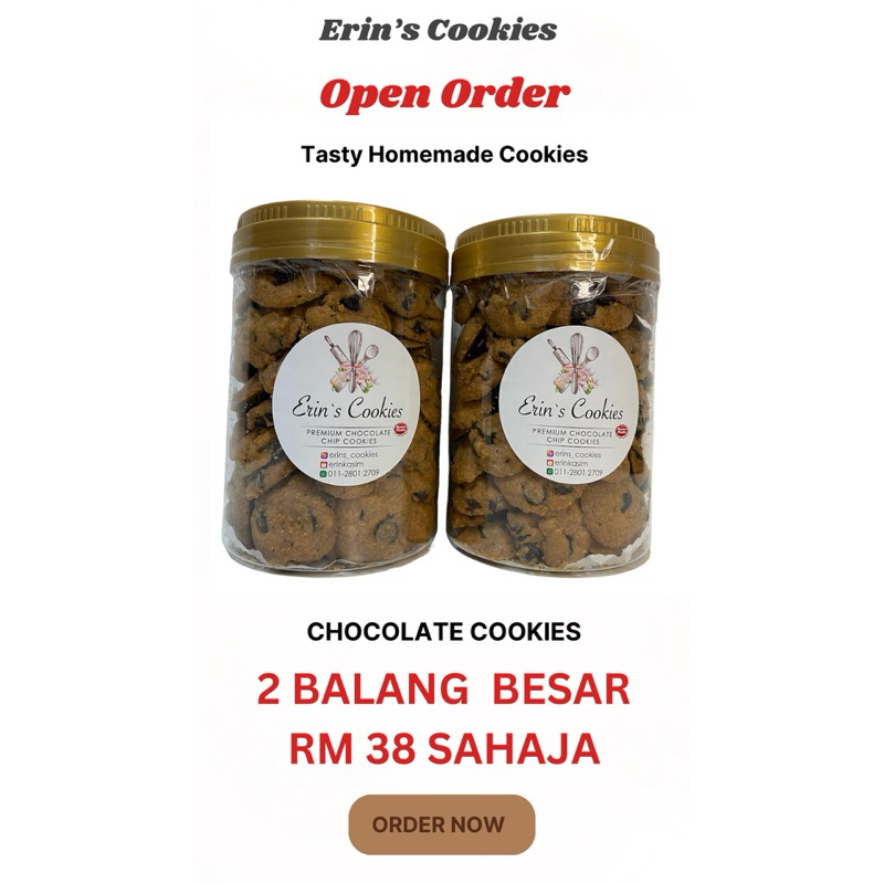 🔥ERIN’S Chocolate Chip Cookies (2 BALANG)🔥 | Shopee Malaysia