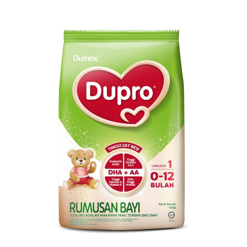 DUMEX DURPO Langkah 1 Step 1 Rumusan Bayi 0 - 12 Bulan/Months 550g Pack ...