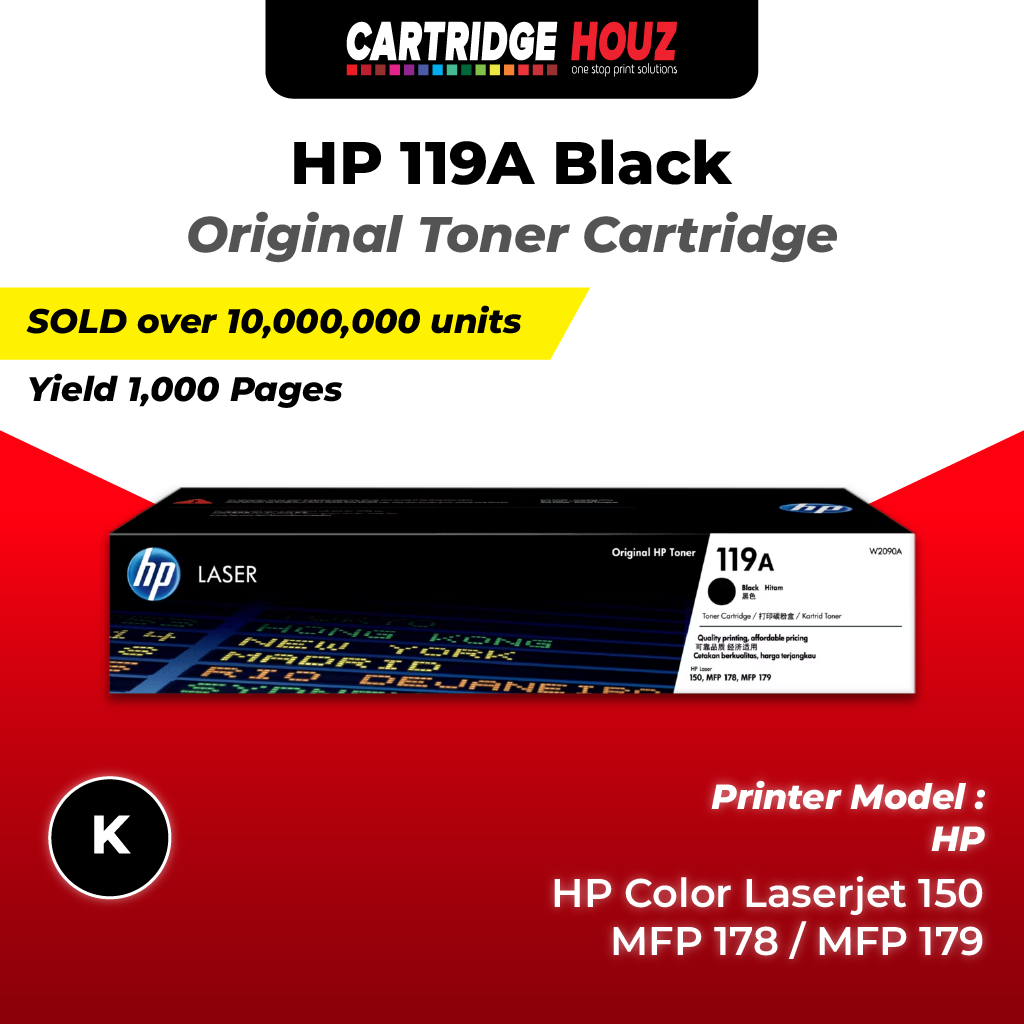 HP 119A W2090A ORIGINAL TONER BLACK CYAN MAGENTA YELLOW BRAND NEW TONER FOR HP LASER Printer Ink ...