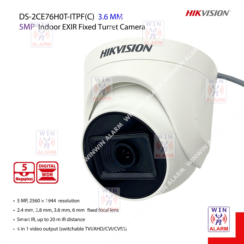 HIKVISION 5MP DOME CCTV SECURITY CAMERA (DS-2CE76H0T-ITPF) 5MP 3.6MM ...