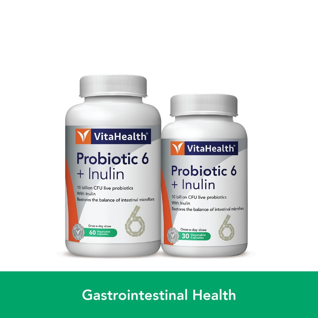 VitaHealth Probiotic 6 + Inulin Vegetable Capsules (60's+30's/set ...