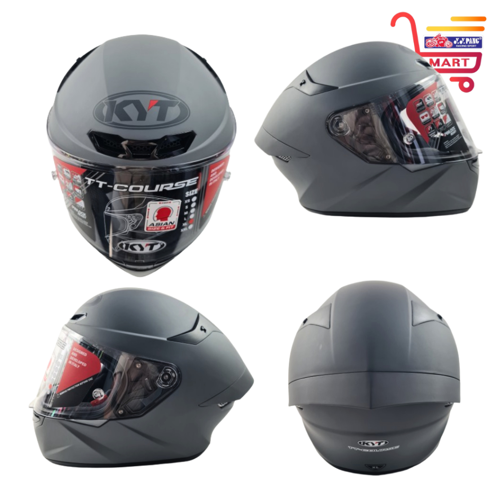 KYT TT COURSE FULL FACE HELMET PLAIN (WHITE / BLACK / GREY / SILVER ...