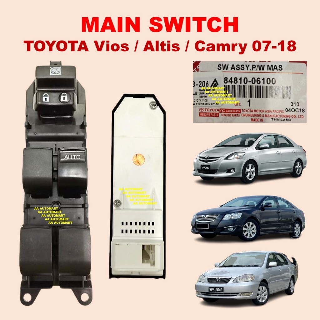 ORIGINAL Toyota Vios/Altis/Camry 2007-2018 Main Switch Power Window ...