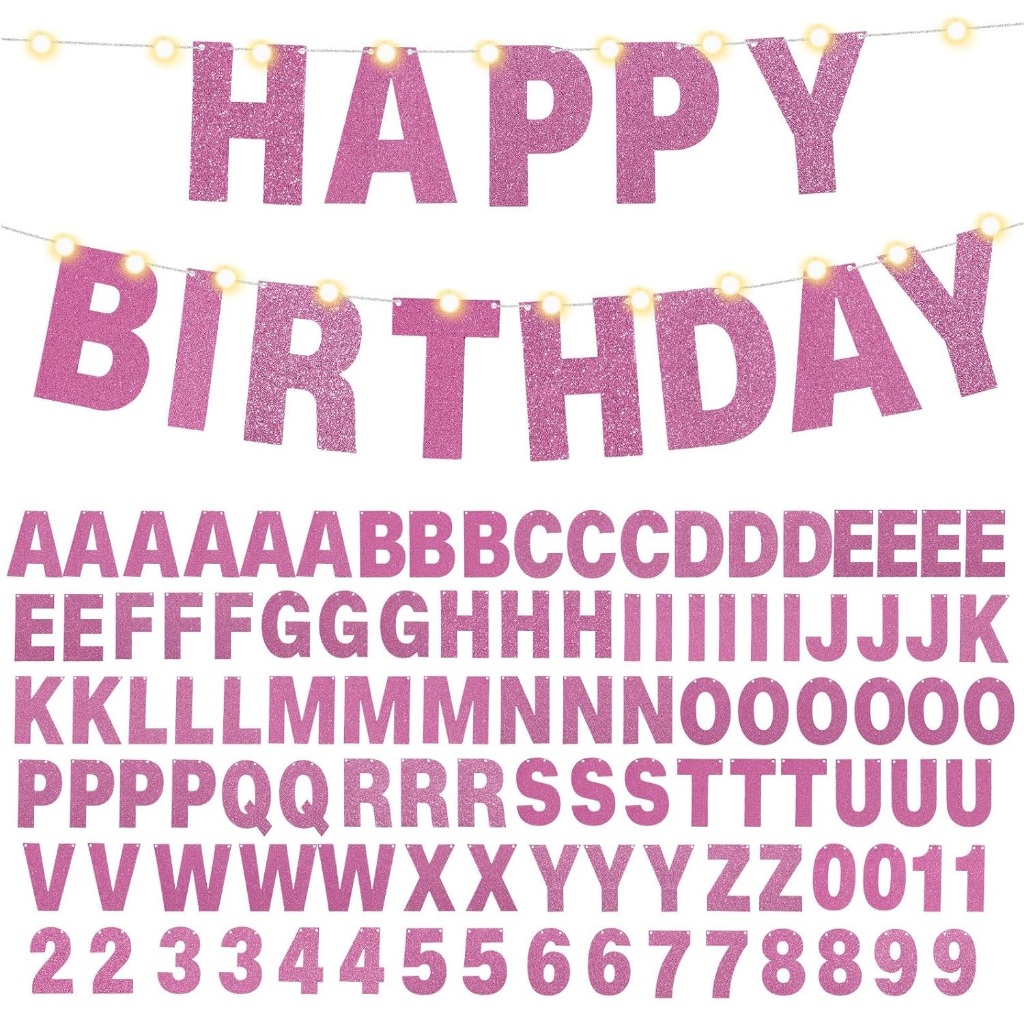 Customize Banner Pink Alphabet Letter DIY Glitter Customise Banner Name ...
