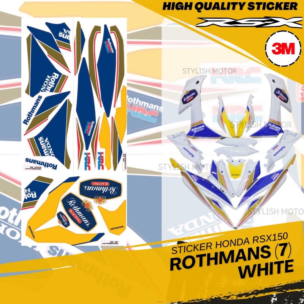 Stripe Honda Rsx 150 [ 3M Sticker ] Rothmans (7) White Motorcycle ...