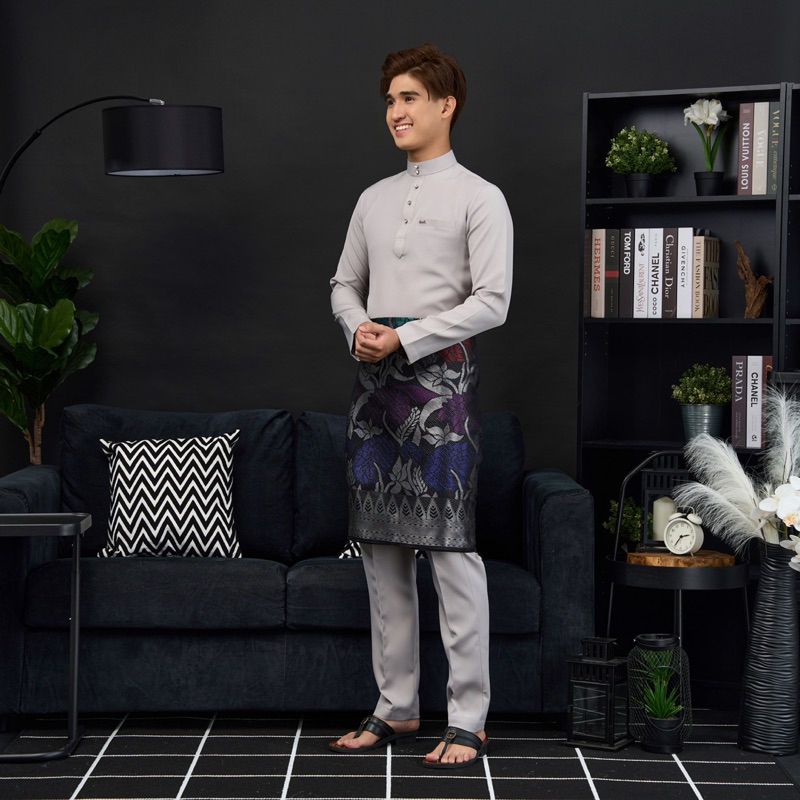 BAJU MELAYU SLIM FIT KEEK COLLECTION : Ash Grey | Shopee Malaysia
