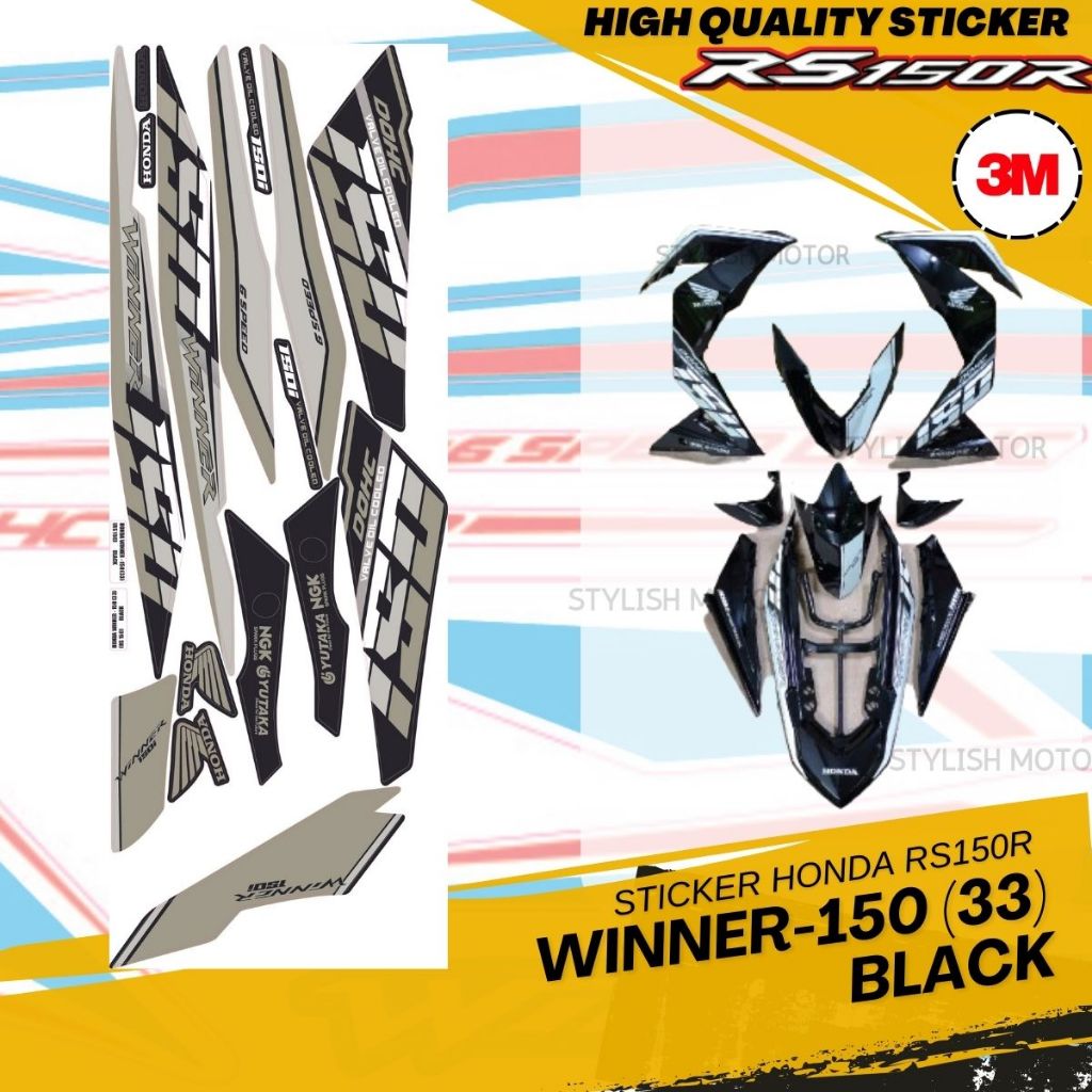 Stripe Honda Rs150 [ 3M Sticker ] Rs150r Winner 150 (33) Black ...