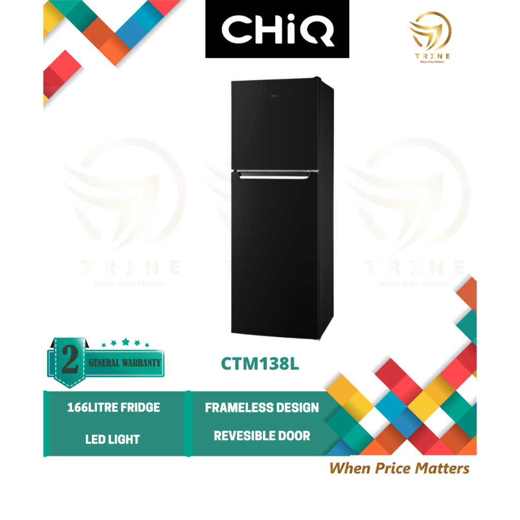 CHiQ Fridge 2 Door Top Freezer Refrigerator (166L) CTM138L Peti Sejuk ...