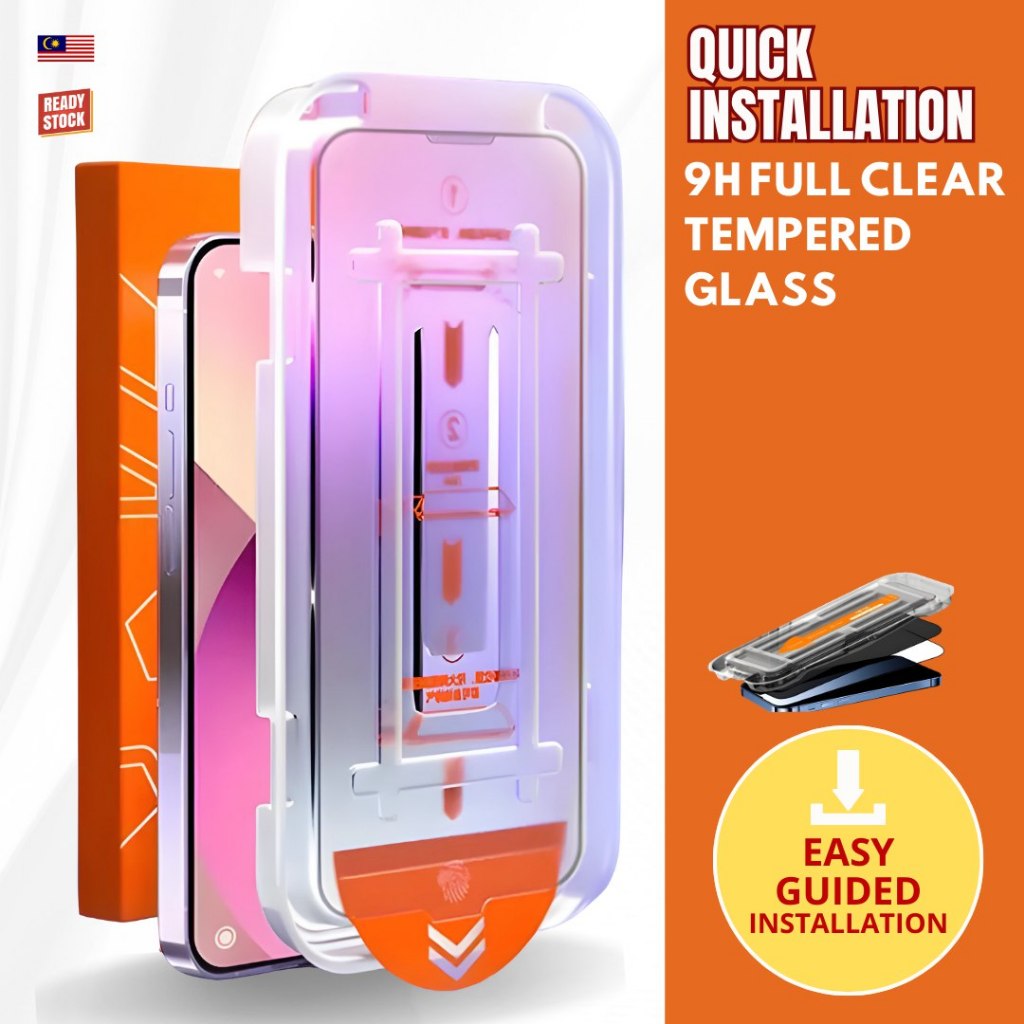 Easy QUICK Installation 9H Full Clear Tempered Glass for iPhone 15 Pro ...