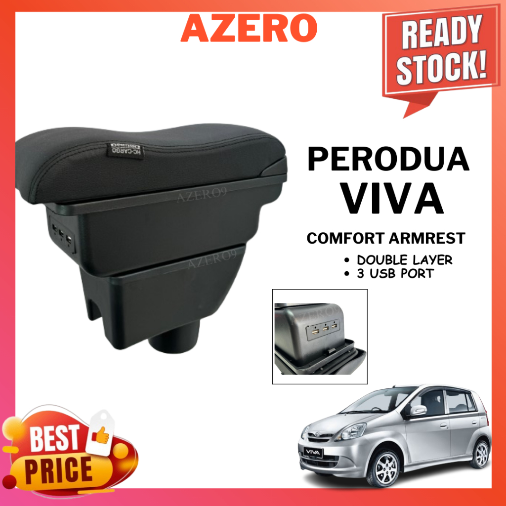 Perodua Viva Comfort Adjustable Arm Rest (3 USB) | Shopee Malaysia