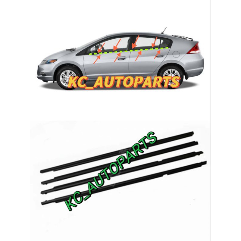 Honda insight 2009 - 2014 Door Glass Moulding Lining Rubber Outer Glass ...