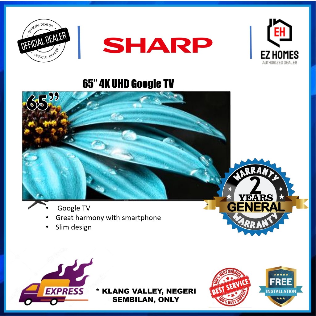SHARP 65 INCH 4K UHD GOOGLE TV 4TC65FJ1X | Shopee Malaysia