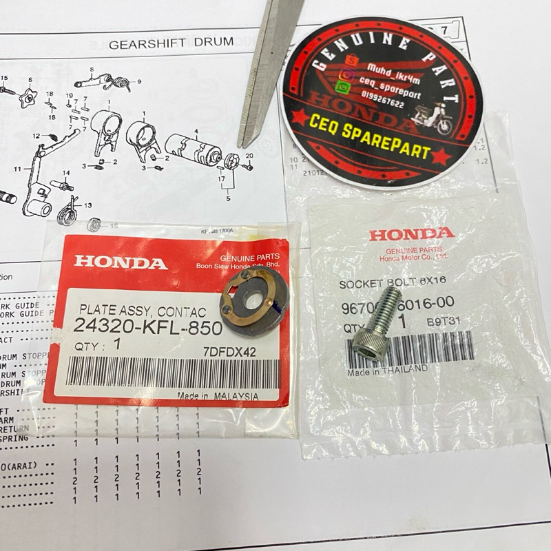 PLATE ASSY CONTACT / SWITCH SENSOR NEUTRAL EX5 DREAM 💯ORIGINAL HONDA ...