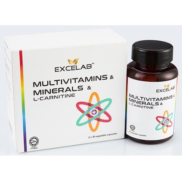 Excelab Multivitamins & Minerals & L-Carnitine 2 x 30 Vegetable ...