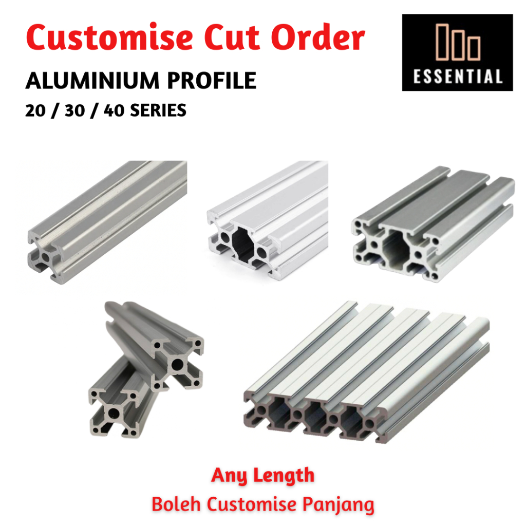 Custom Cut Aluminium Profile 2020 2040 2060 2080 3030 3060 4040 4080 | Shopee Malaysia