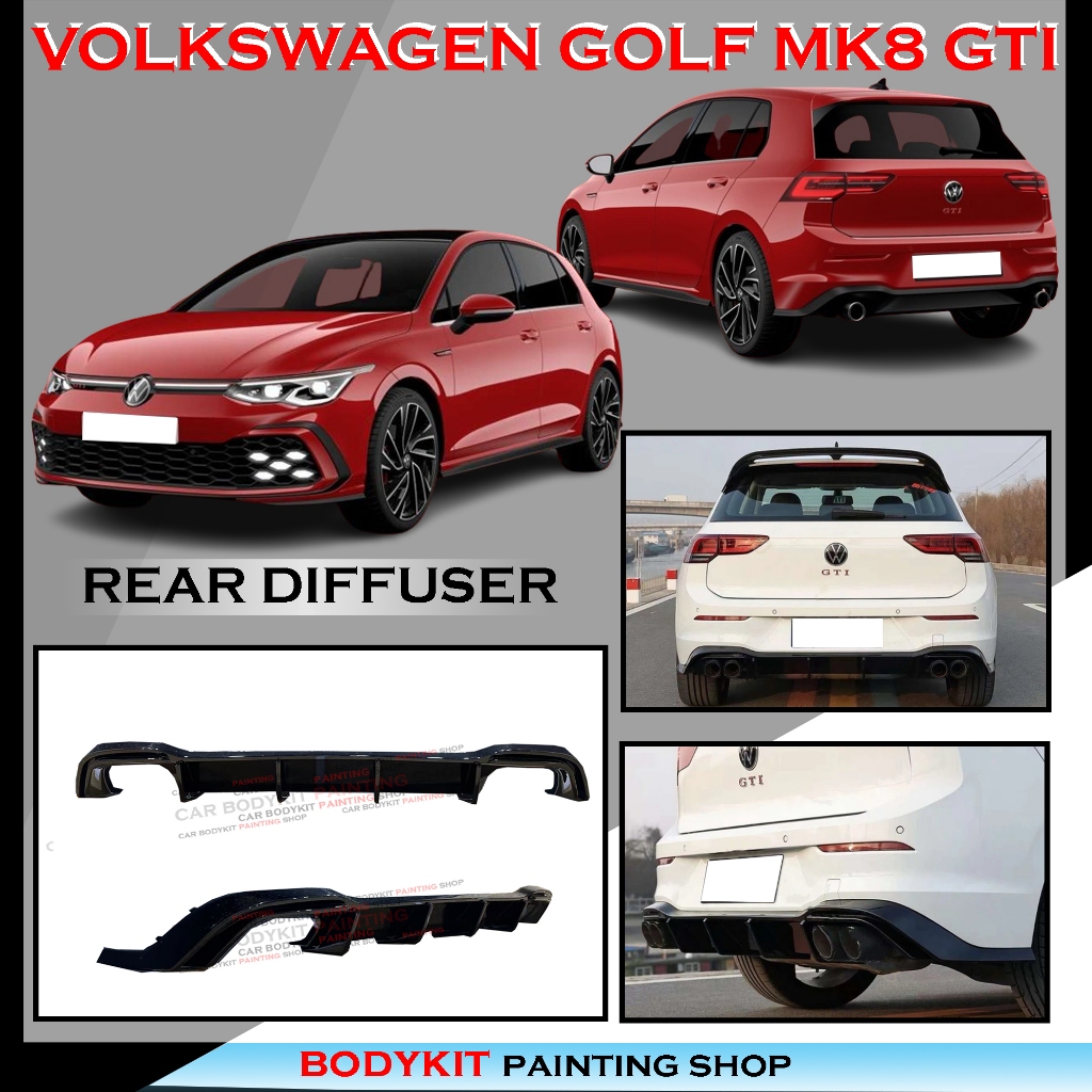 VOLKSWAGEN GOLF MK8 GTI MAXTON STYLE DOUBLE EXHAUST REAR BUMPER ...