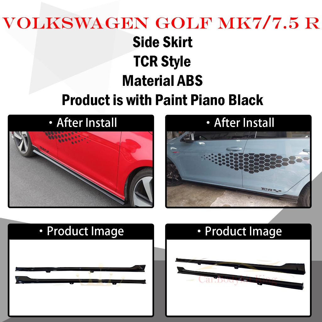 VOLKSWAGEN GOLF MK7 MK7.5 GTI TSI GTD R RLINE TCR STYLE SIDE SKIRT WITH ...