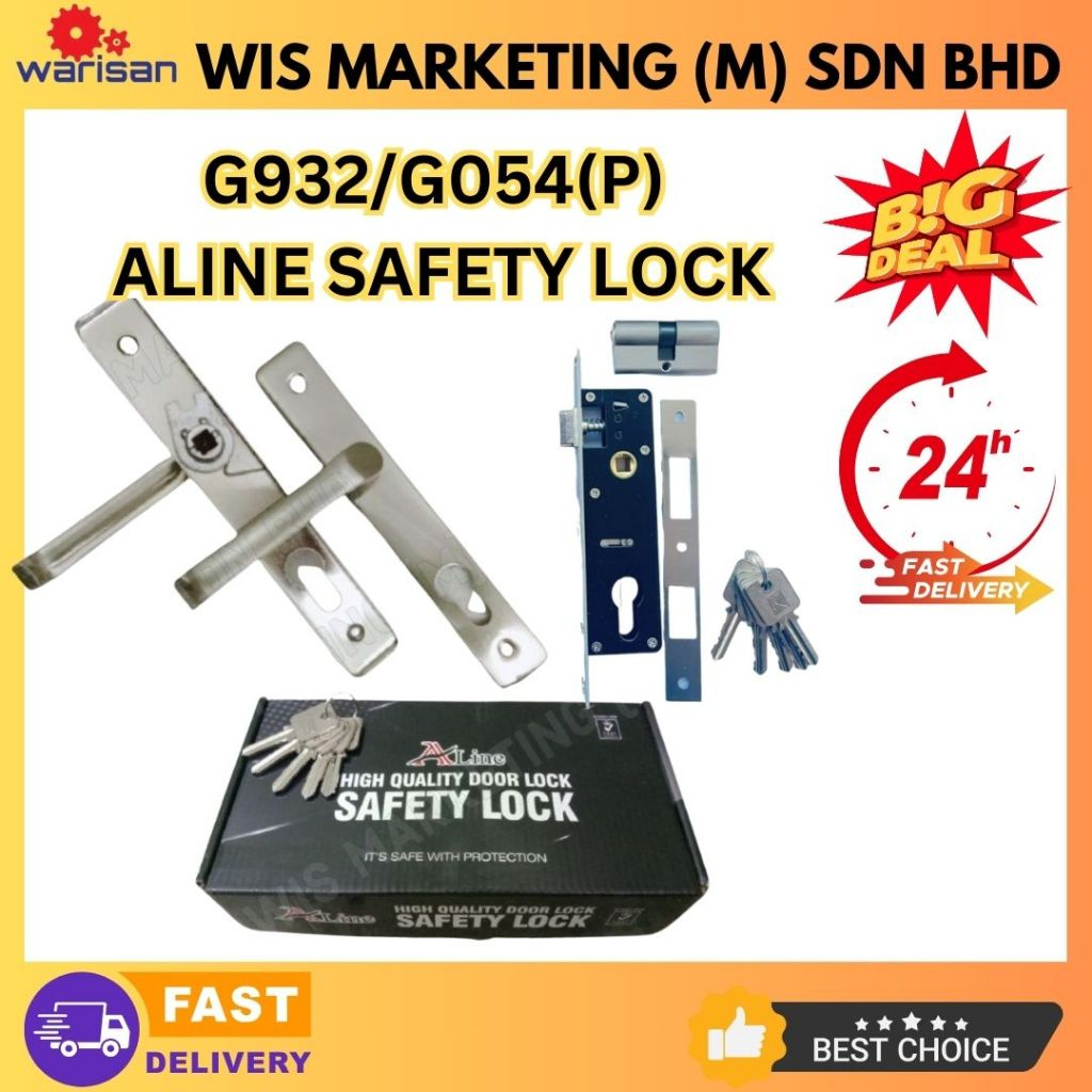Aline G932 Mortise Lock ML-932 Handle Entrance Iron Door Gate Lock Set ...