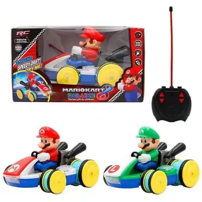 Super Mario Kart Four-way Remote Control Car Mario Brother Stunt Car RC ...