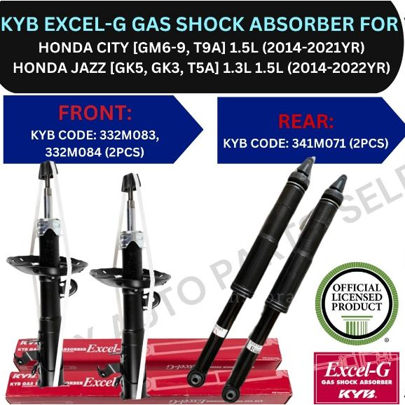 KYB GENUINE ABSORBER (FRONT, REAR) FOR HONDA CITY [GM6, GM99, T9A] 1.5L '14-21YR / JAZZ [GK5 ...