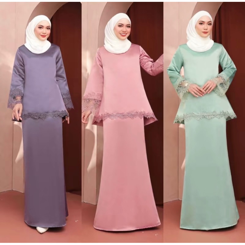 Baju Kurung Kedah Moden Duchess Satin | Shopee Malaysia