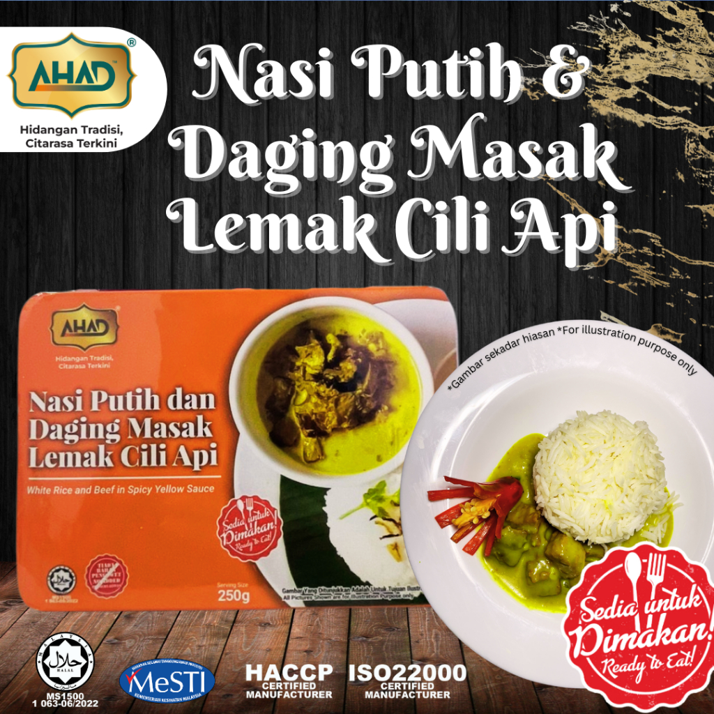 RTE NASI PUTIH DAN DAGING MASAK LEMAK CILI API AHAD HALAL | INSTANT ...