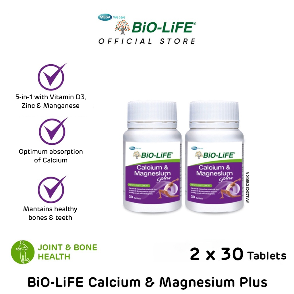 BiO-LiFE Calcium & Magnesium Plus 2 x 30 tablets (EXPIRY DATE JUNE 2026 ...
