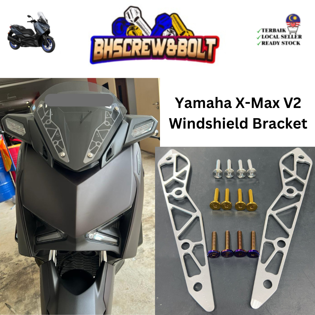 Xmax V2 Windshield Bracket with skru CNC bracket Yamaha Xmax 2023 /2024 ...