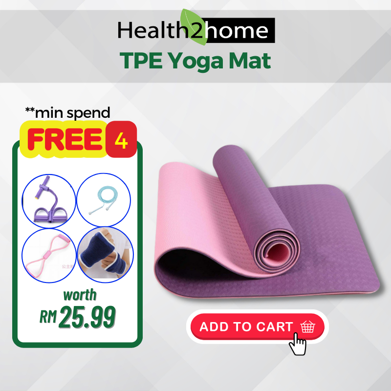 Premium TPE Yoga Mat Anti Slip Double Layer 6mm Exercise Fitness Diet ...