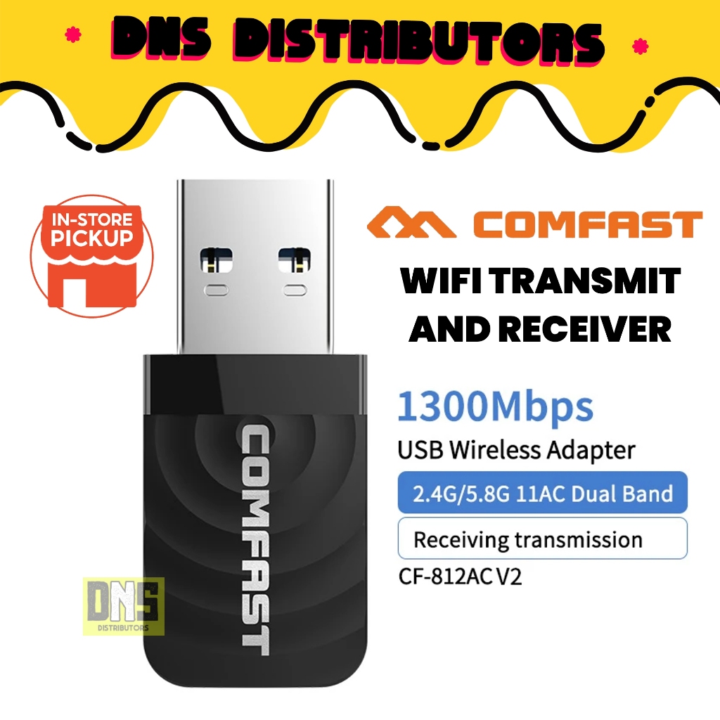 COMFAST 1300Mbps USB WiFi Adapter 2.4G+5GHz Dual Band Wireless Mini ...