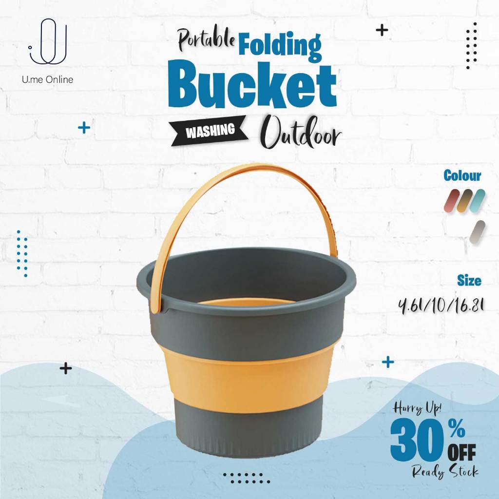 U.me Foldable Collapsible Portable Water Bucket with Handle Baldi Lipat ...