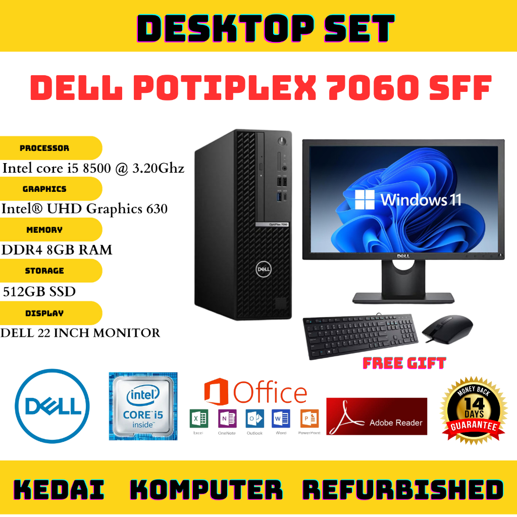 Dell OptiPlex Intel Core i3 i5 i7 Desktop Set PC Set With ( Refurbished ...
