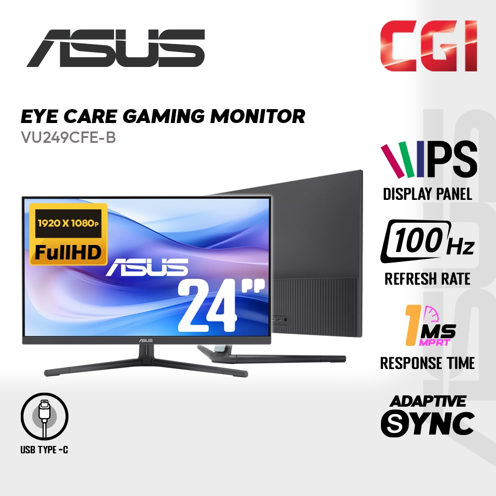Asus 24" VU249CFE-B IPS FHD 100Hz 1ms Adaptive Sync Type-C Height ...