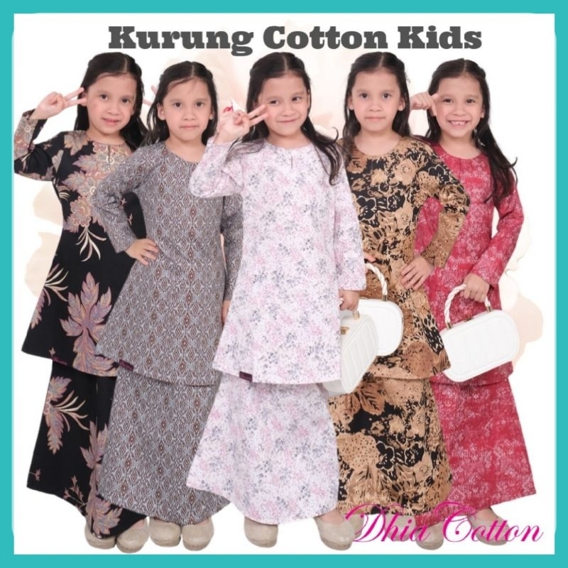 DHIA COTTON Baju Kurung Kids Kain Cotton Riau Haura Budak Perempuan ...