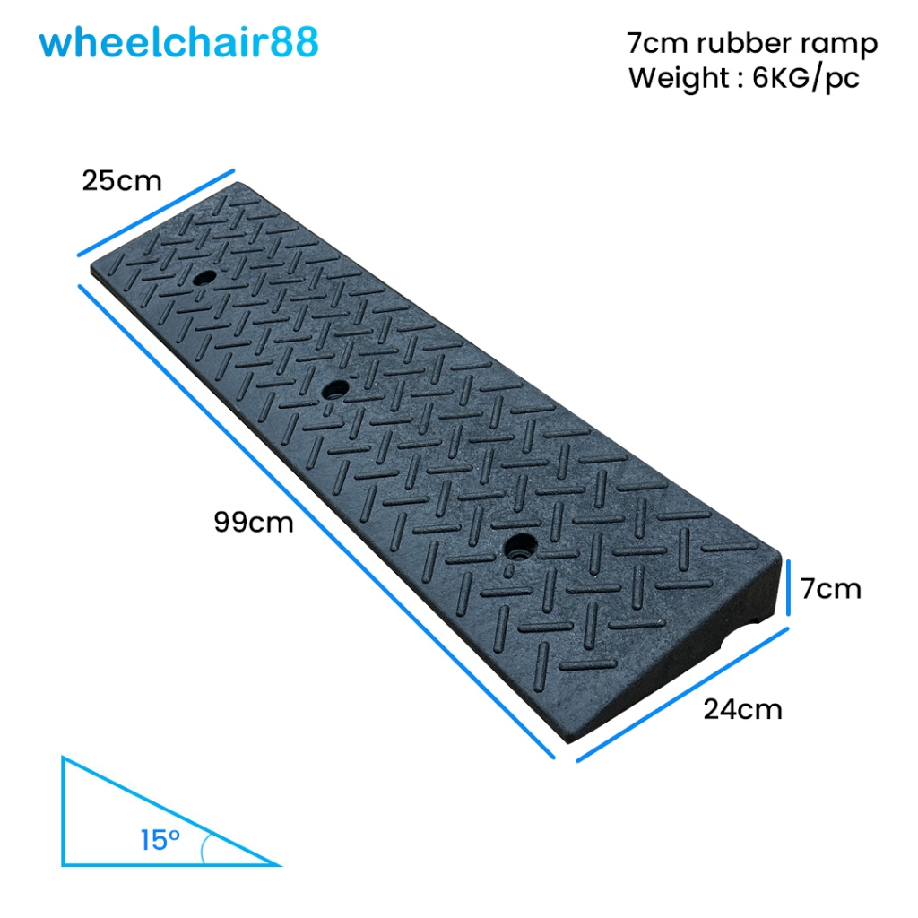 Hard Rubber Ramp - 5cm, 7cm, 9cm - Durable, Textured Non Slip Surface ...