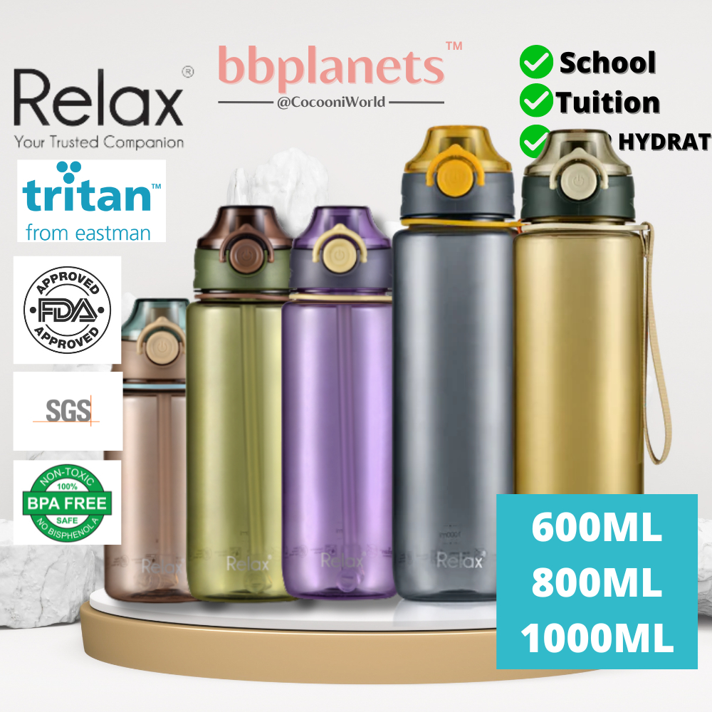 RELAX Kids Bottle 600ML 800ML 1000ML Tritan Water Bottle BPA Free ...