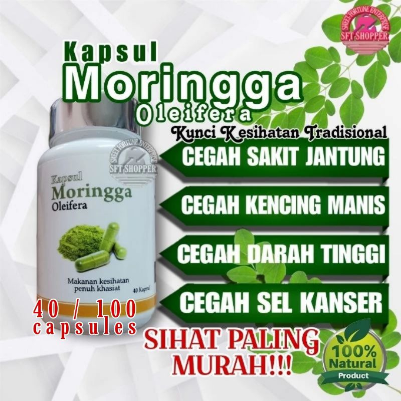 Kapsul MORINGA 100 / 40biji Moringga Oleifera Capsules Dn Premium Mr ...