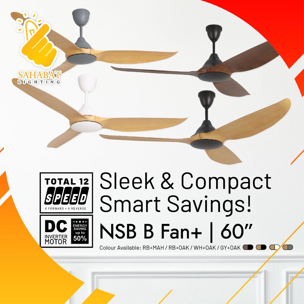 [SIRIM] NSB B FAN+ Ceiling Fan 60" DC Motor 3 Blade With Remote Modern ...